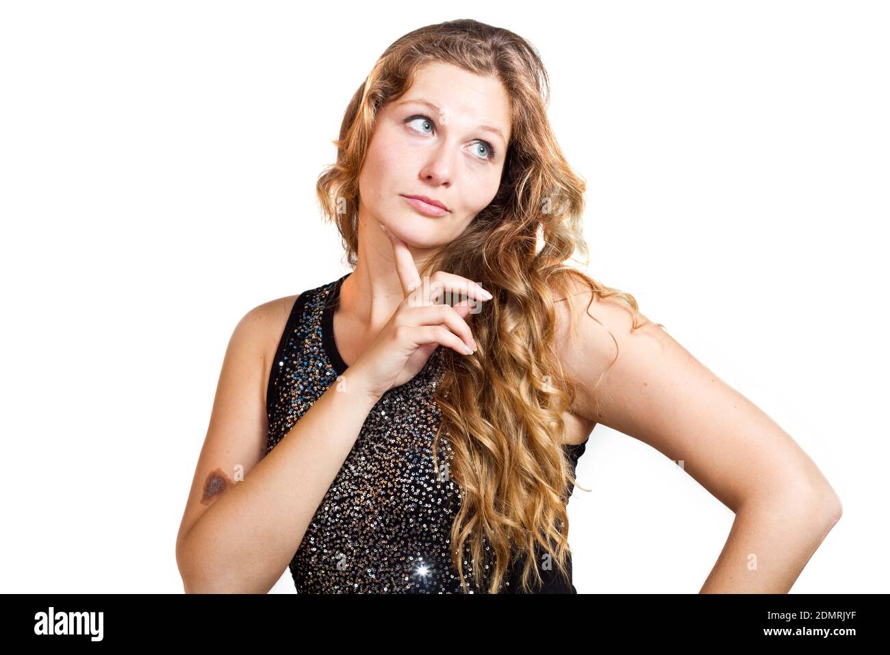 Index finger on chin hi-res stock photography and images - Alamy