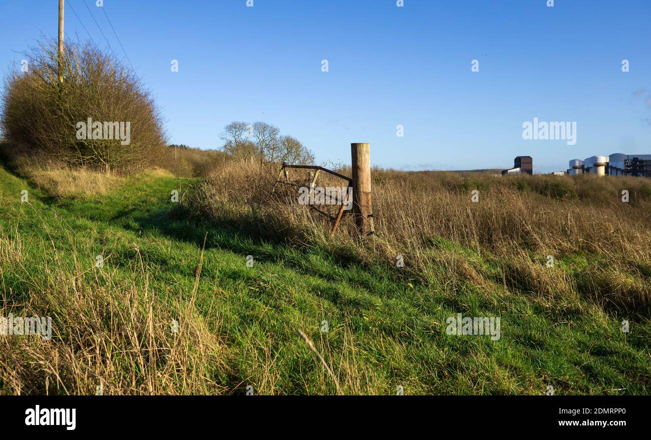 Old metal farm gate next to a path Stock Photo - Alamy