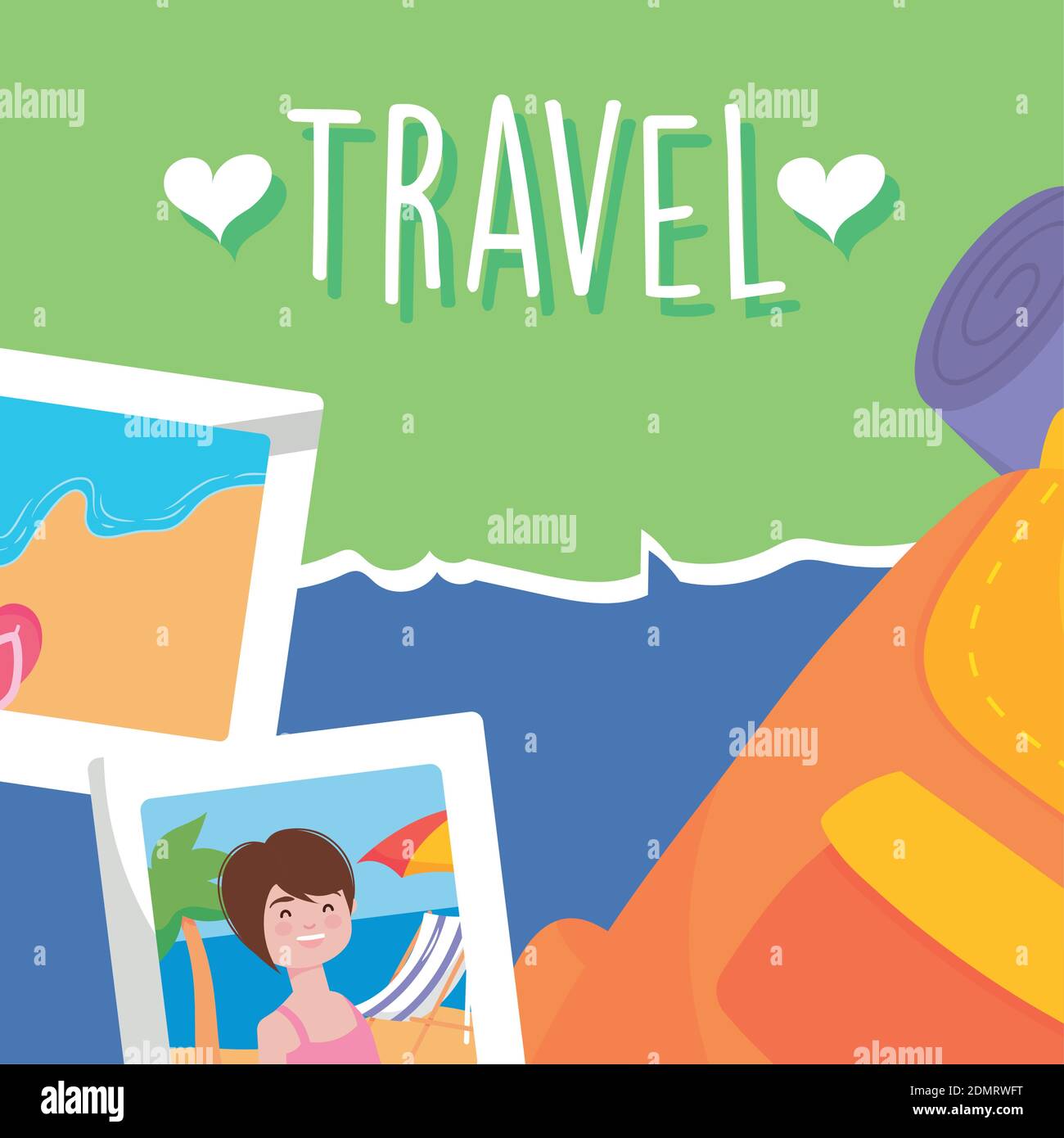 travel pictures and bag design, trip tourism and journey theme Vector ...