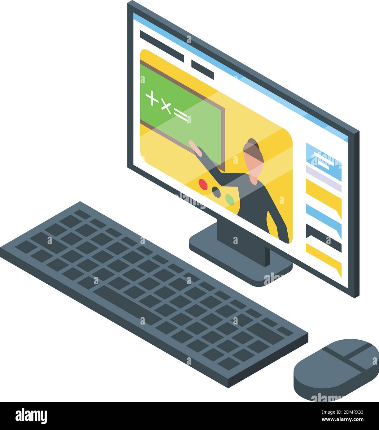 Computer online education icon. Isometric of computer online education ...