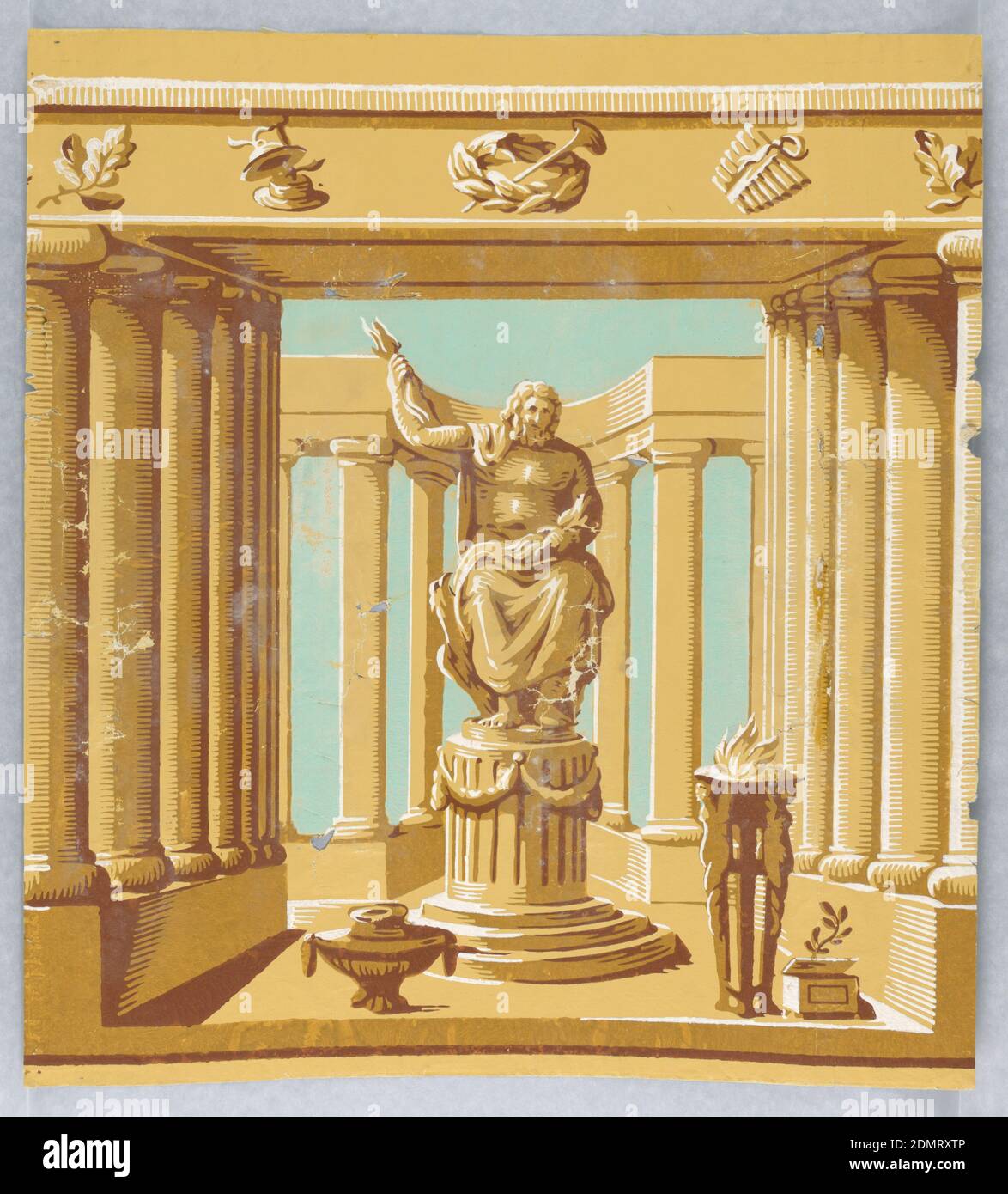 Frieze, Block-printed on handmade paper, Square of paper. Architectural ...