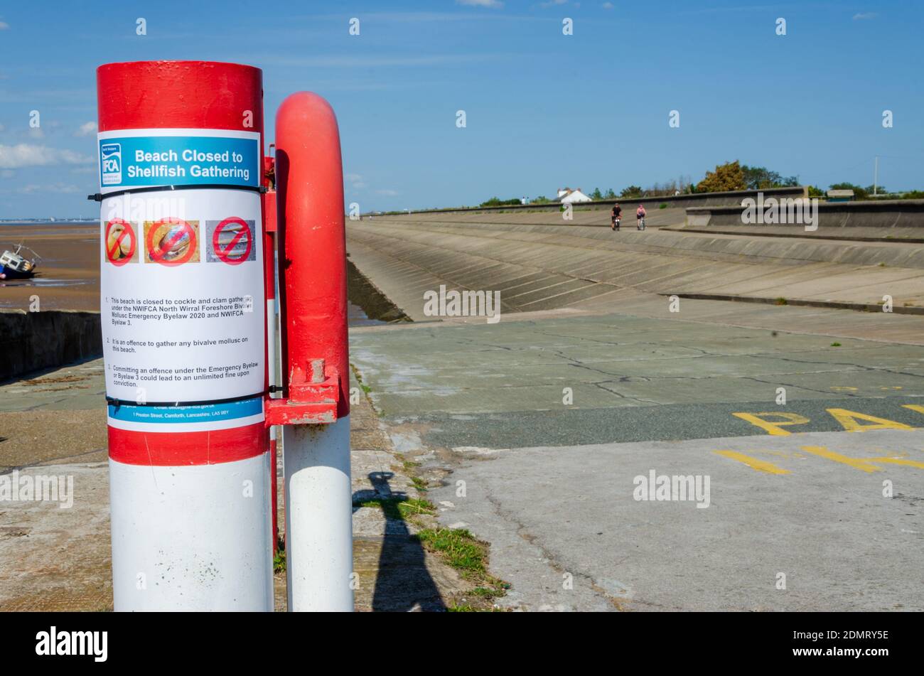 Meols, The Wirral, UK: Jun 23, 2020: A sign stating that the beach is ...