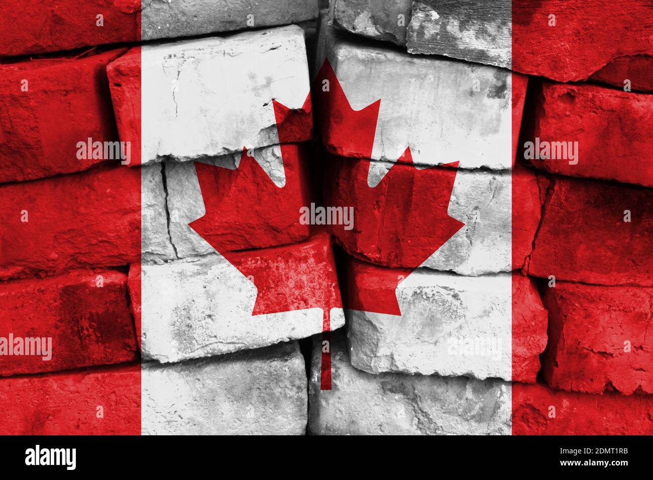 Canada flag painted on brick wall Stock Photo - Alamy