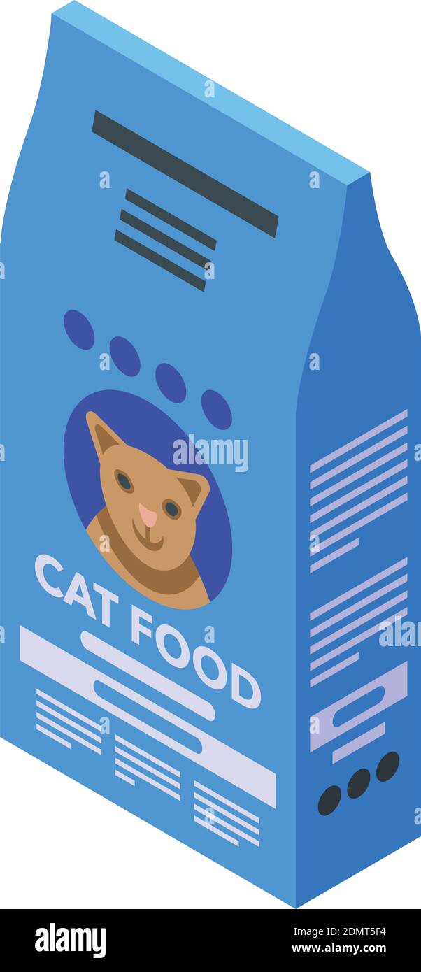 Cat feed bag icon. Isometric of cat feed bag vector icon for web design ...