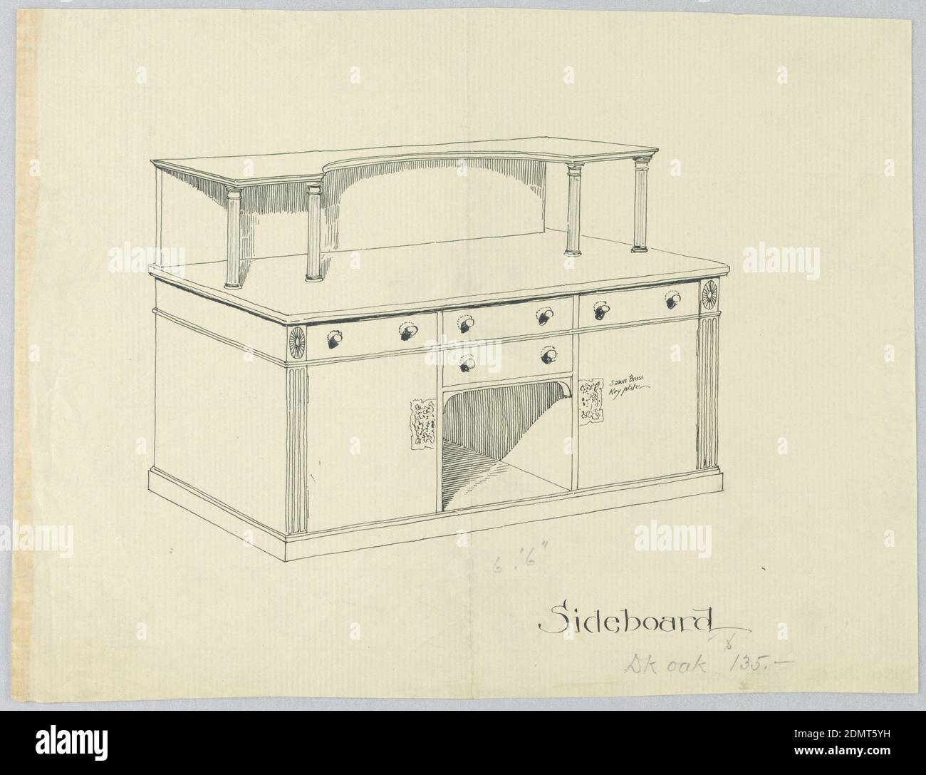 Design for sideboard of dark oak this is a drawing hi-res stock ...