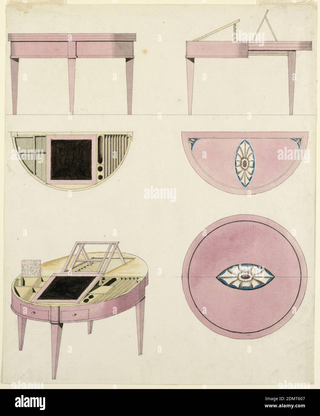 Design for Mechanical Furniture: Tables, Pen and gray ink, brush and ...