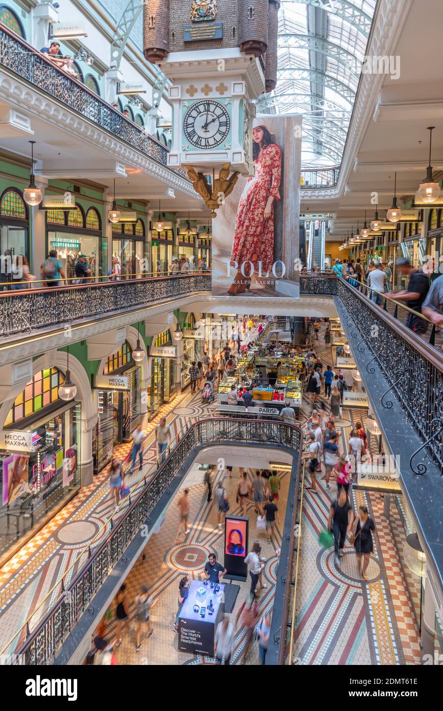SYDNEY, AUSTRALIA, DECEMBER 30, 2019: Shopping gallery inside of Queen ...