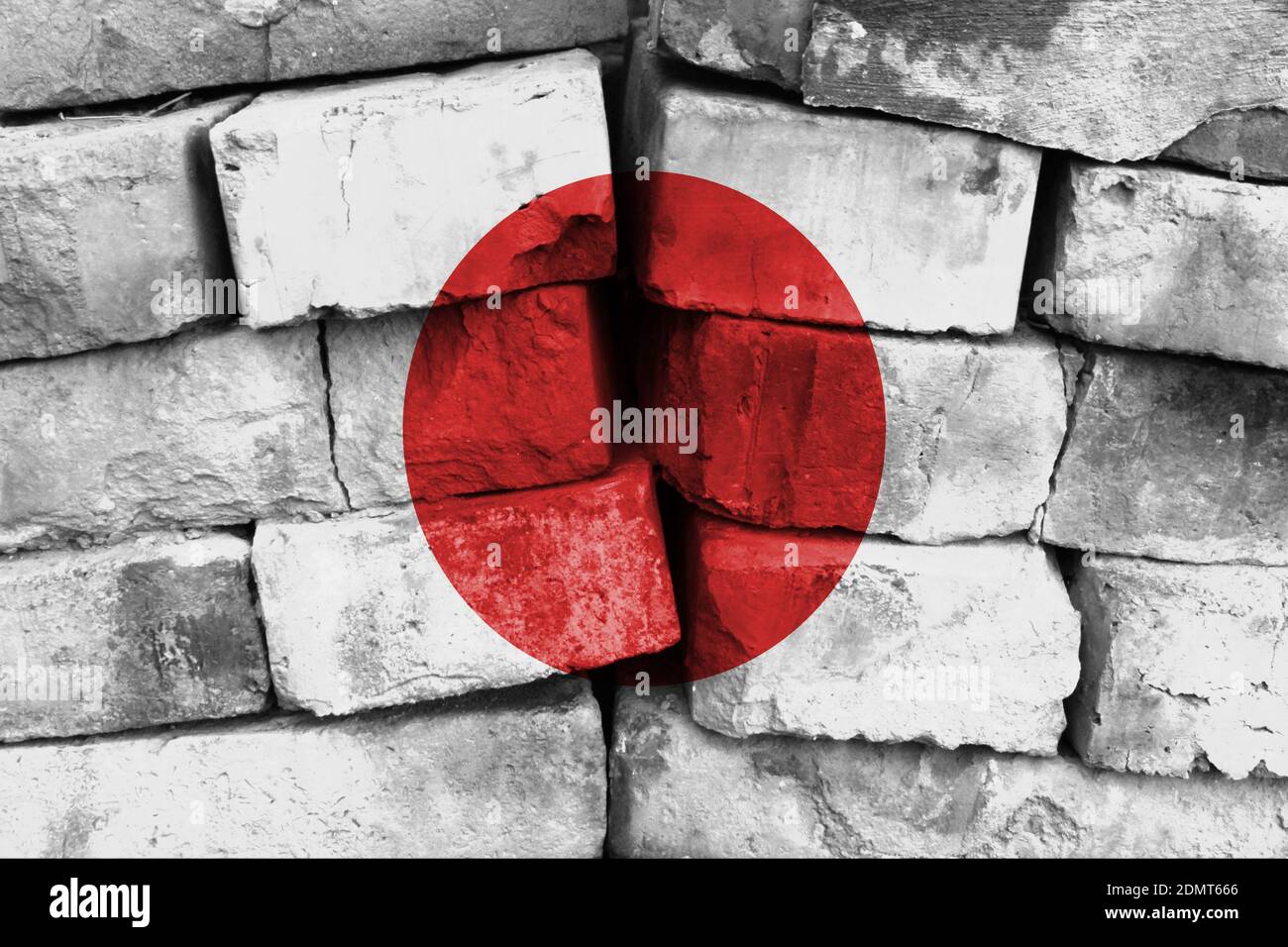 Japan flag painted on brick wall Stock Photo - Alamy