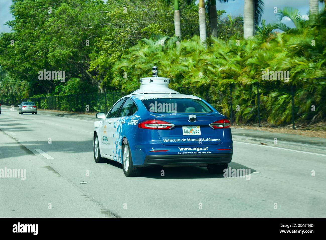 Doral FL 11/10/2020 ARGO.AI self driving test vehicle on public roads ...