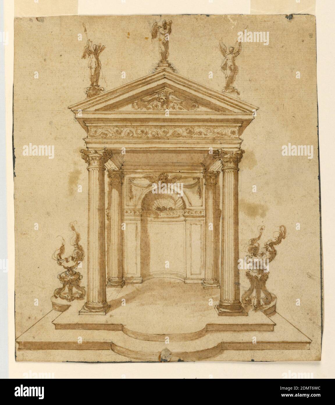 Triangular pediment stand three figural statues hi-res stock ...