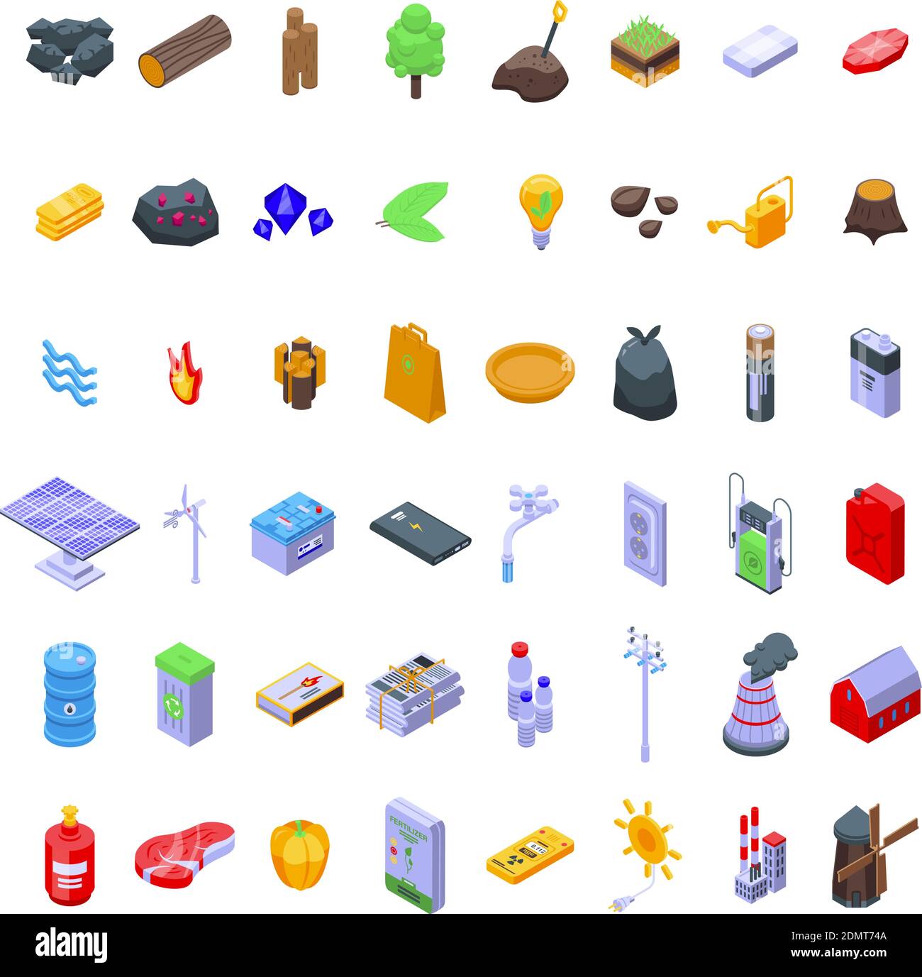 Natural resources icons set. Isometric set of natural resources vector ...