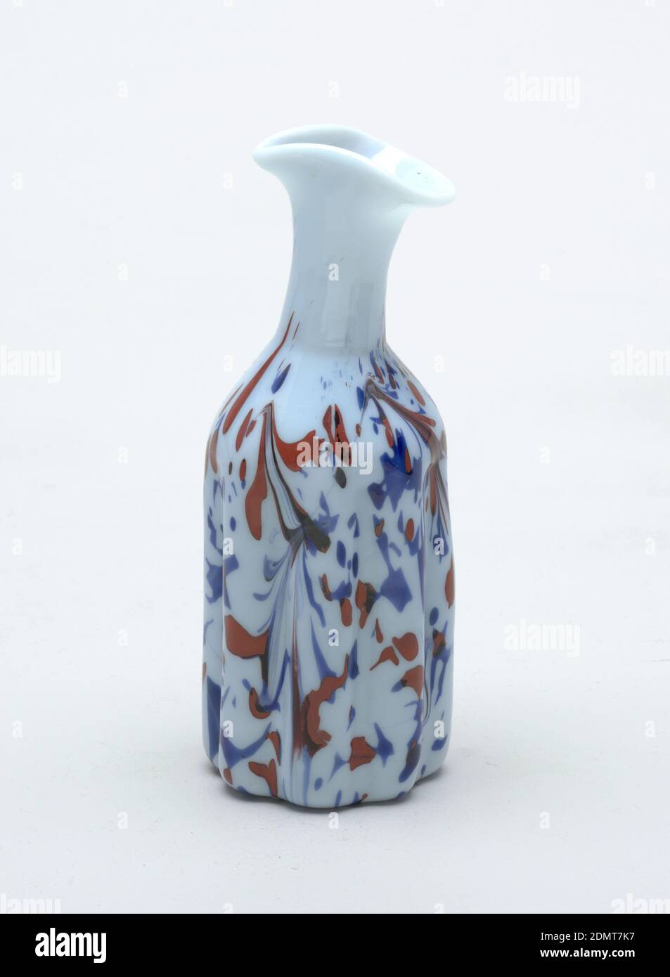 Vase, Handblown and tooled glass, Light blue glass with cobalt blue ...