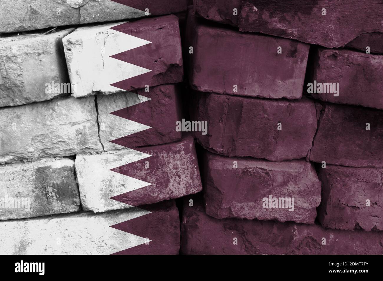 Qatar flag painted on brick wall Stock Photo - Alamy