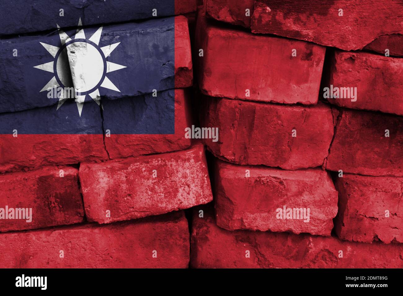 Taiwan flag painted on brick wall Stock Photo - Alamy