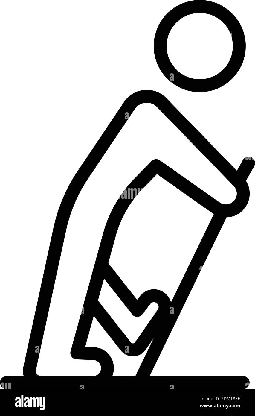 Tired man nordic walking icon. Outline tired man nordic walking vector ...