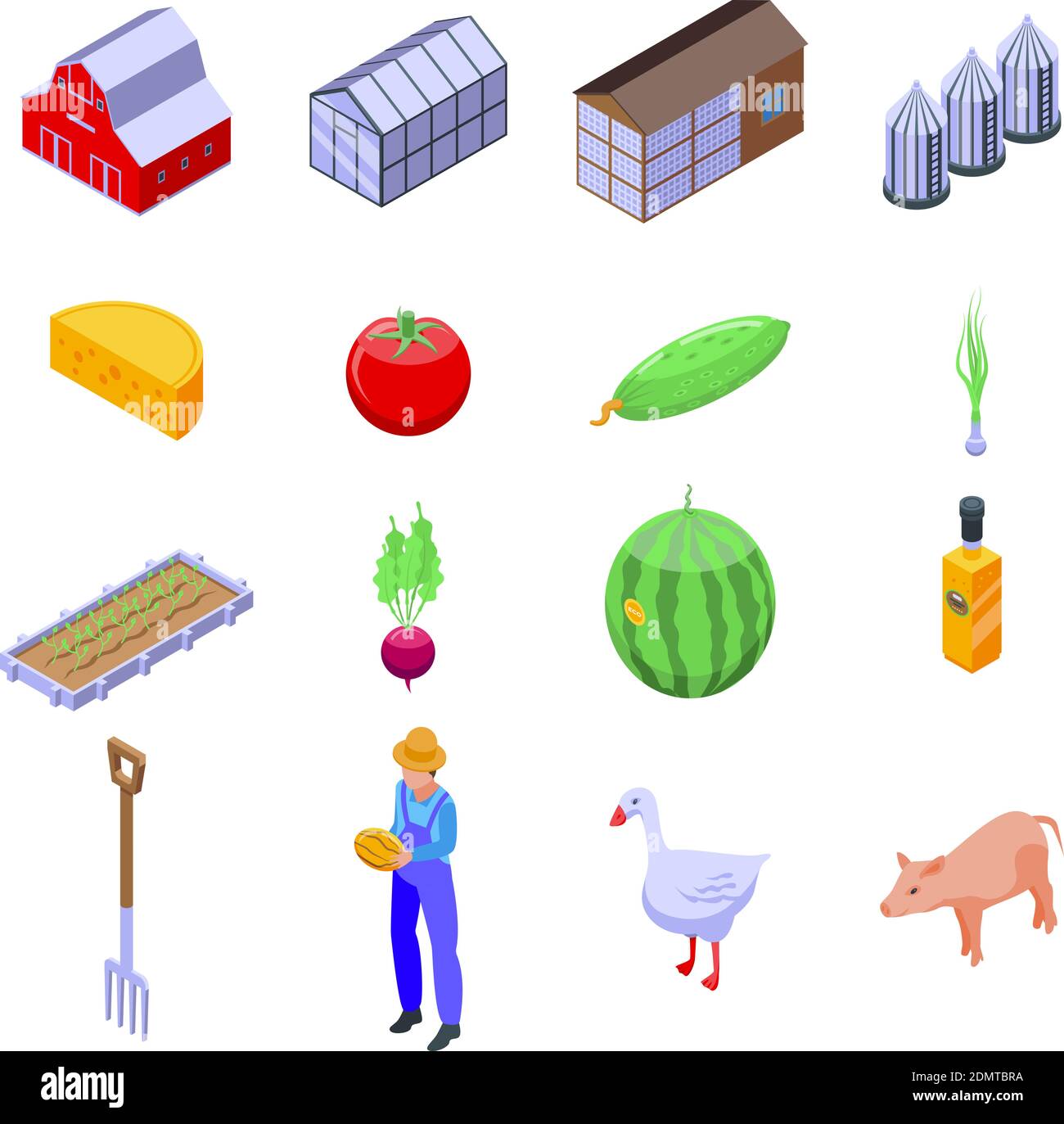 Eco farming icons set. Isometric set of eco farming vector icons for ...