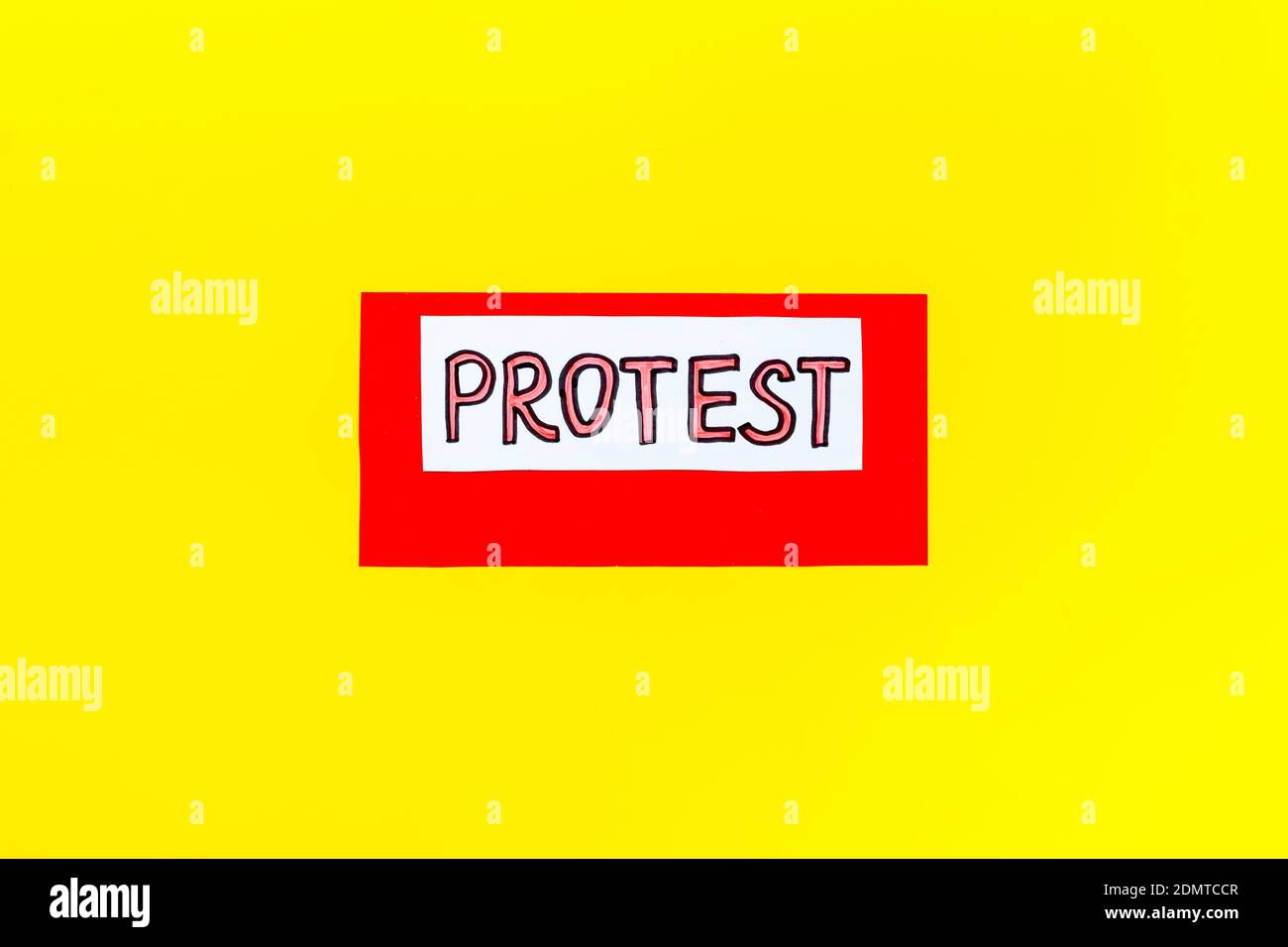 Protest sign concept. Word Protest on paper banner, top view Stock ...
