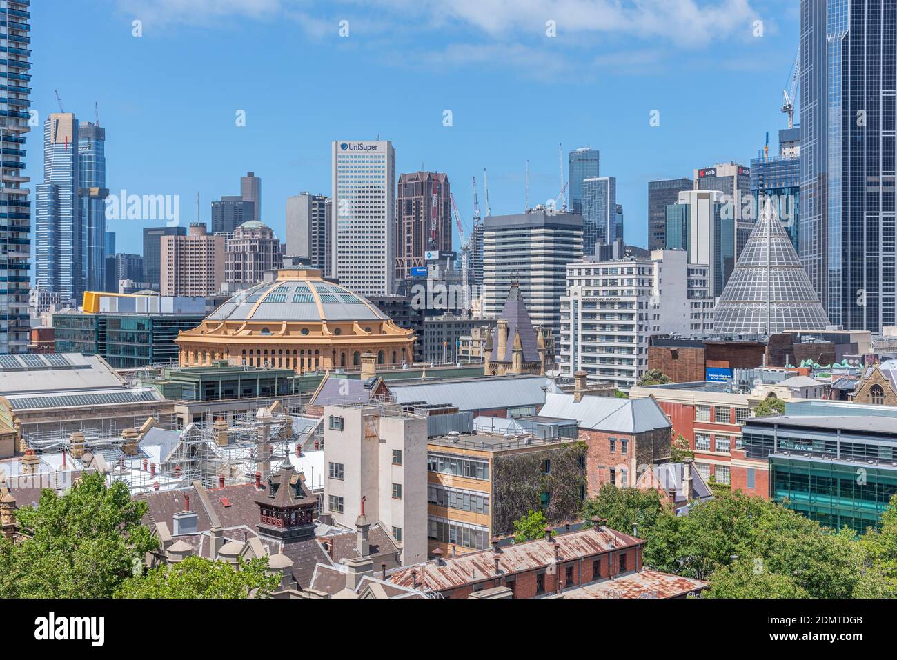 MELBOURNE, AUSTRALIA, DECEMBER 31, 2019: Aerial view of State Library ...