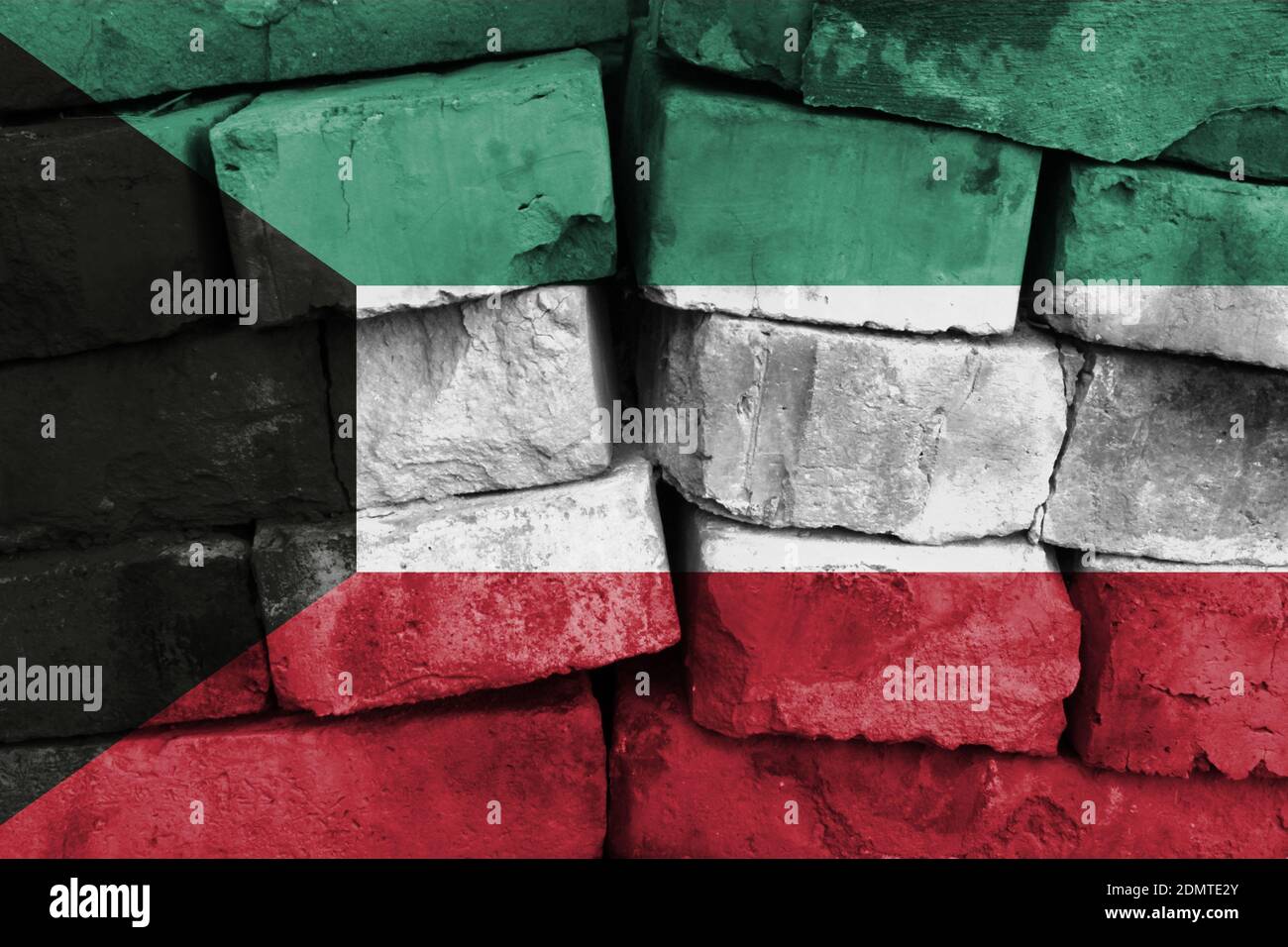 Kuwait flag painted on brick wall Stock Photo - Alamy