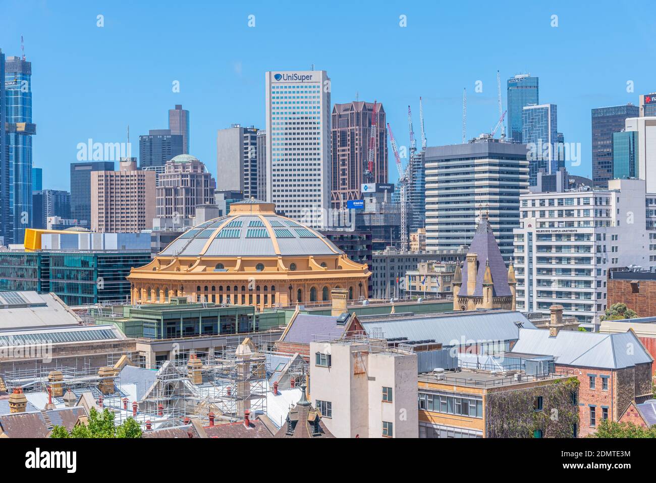 MELBOURNE, AUSTRALIA, DECEMBER 31, 2019: Aerial view of State Library ...