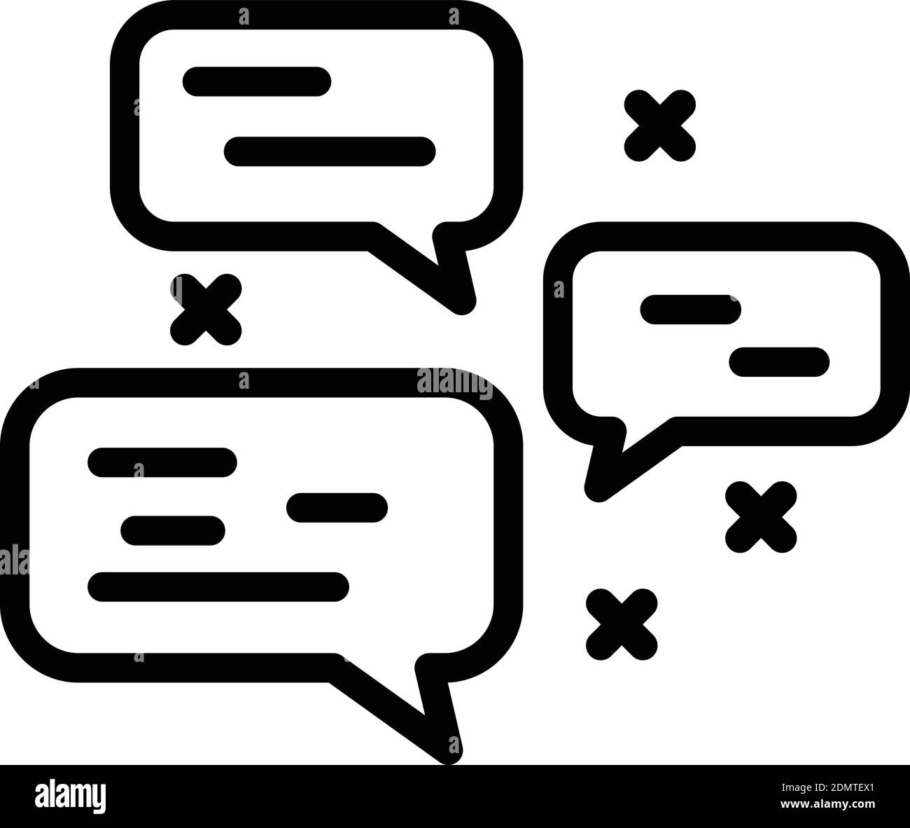 Chat bubble discussion icon. Outline chat bubble discussion vector icon ...