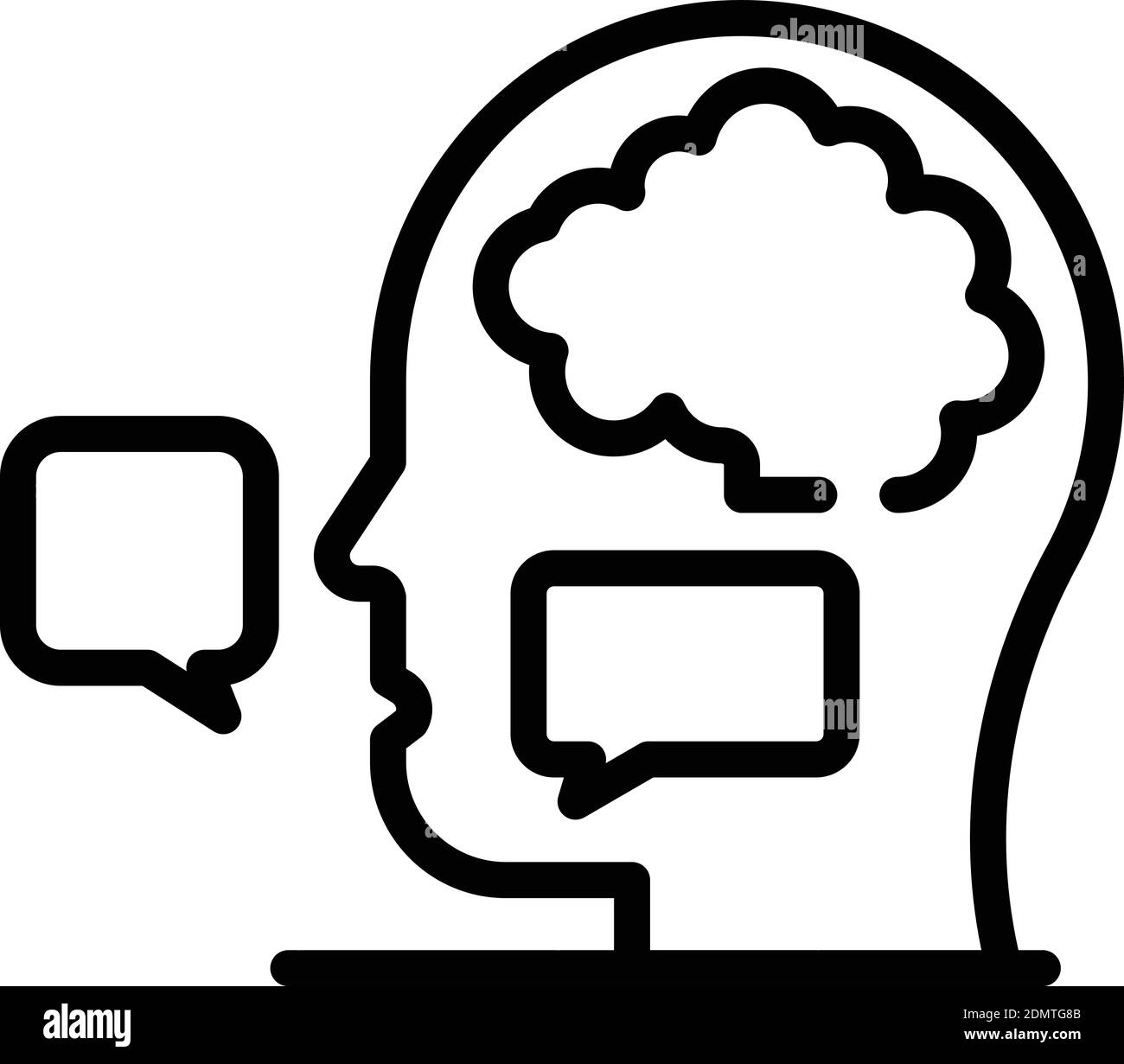 Brain speech discussion icon. Outline brain speech discussion vector ...