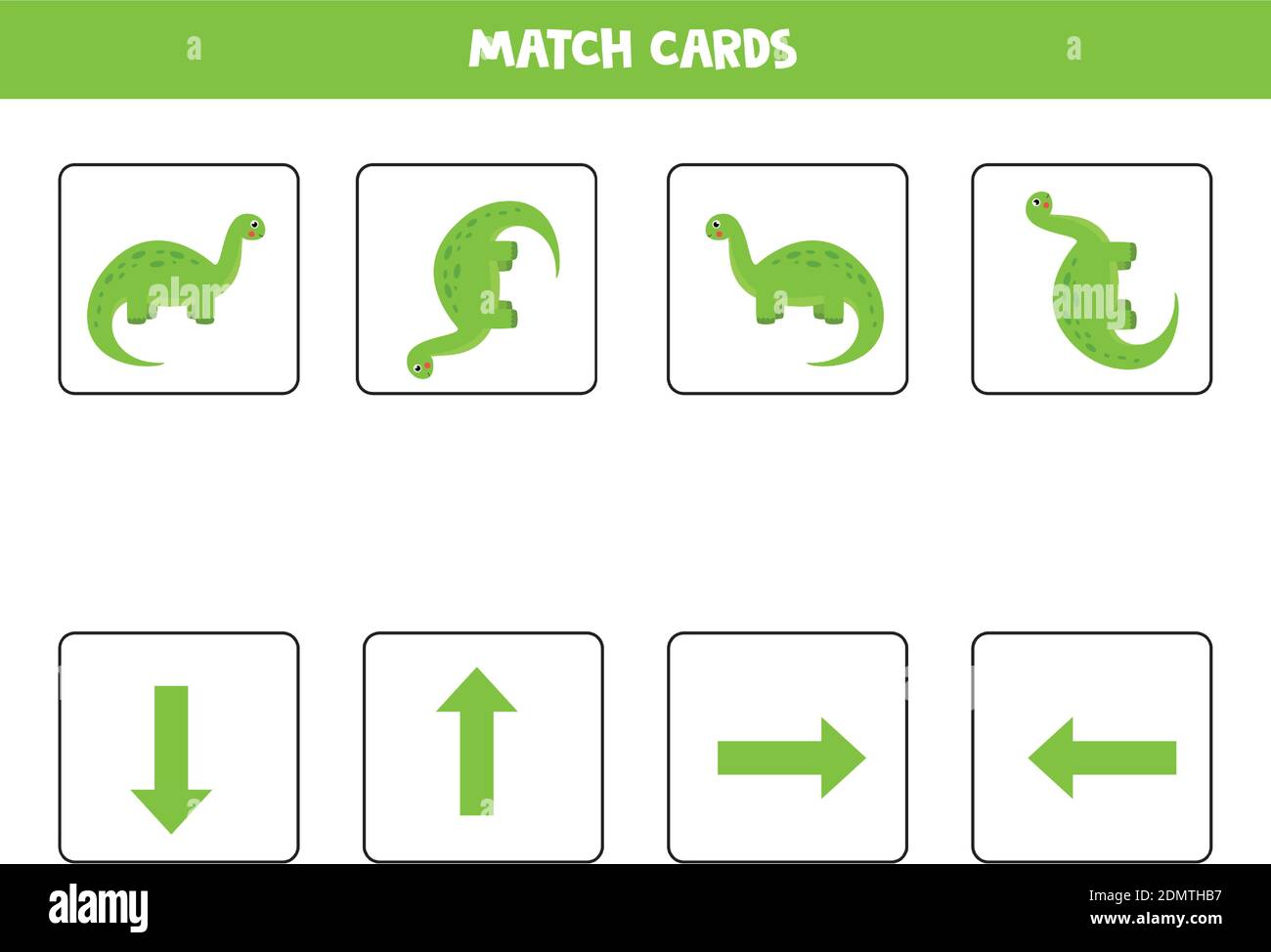 Spatial orientation with cute dinosaur. Left, right, up or down ...