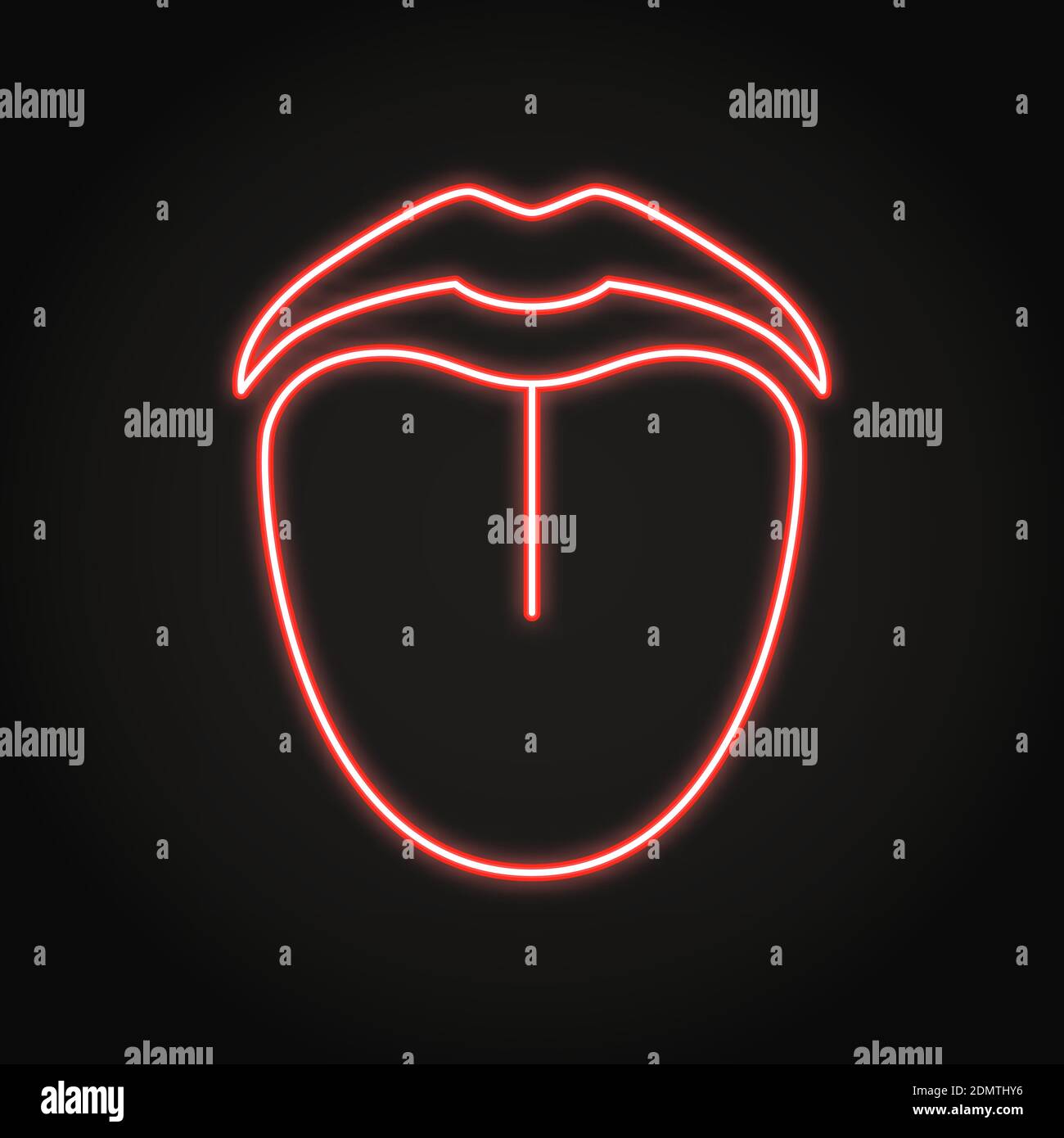 Neon mouth with tongue out icon in line style. Human sense organ symbol ...