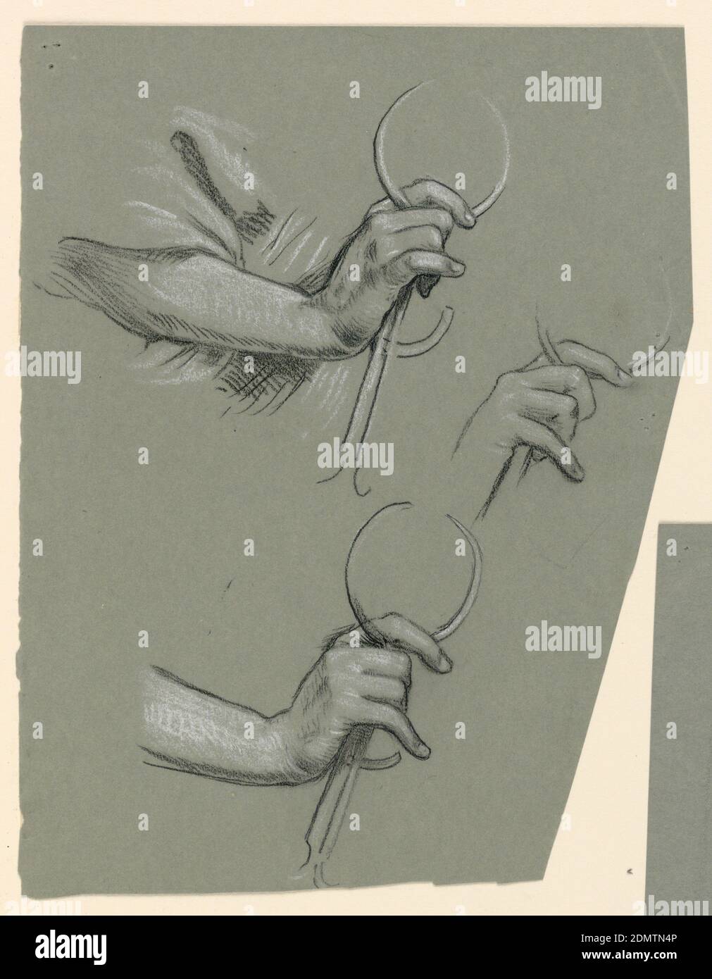 studies of hands holding calipers, Elihu Vedder, American, 1836 – 1923 ...