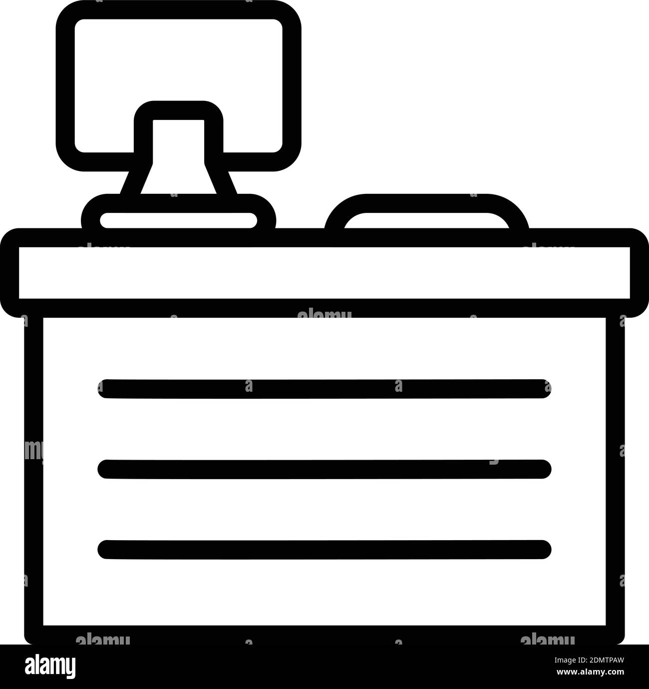 Office pc table icon. Outline office pc table vector icon for web ...
