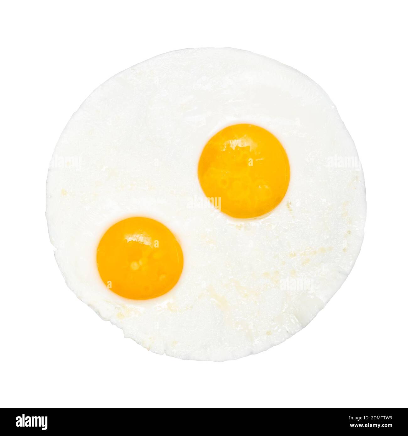 top view of two fried eggs isolated on white background Stock Photo - Alamy