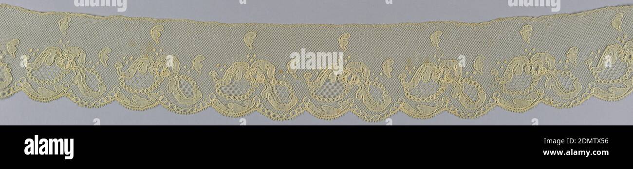 Band, Medium: linen Technique: bobbin lace (Lille-style with heavy ...