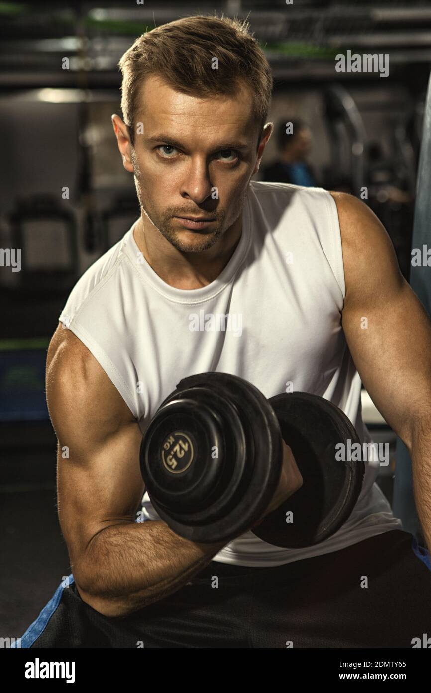Vertical cropped shot muscular man hi-res stock photography and images ...