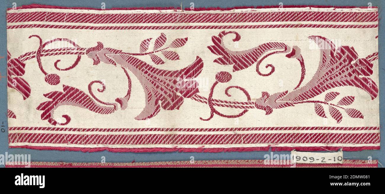 Trimming, Medium: silk, Trimming fragment in a design of serpentine ...