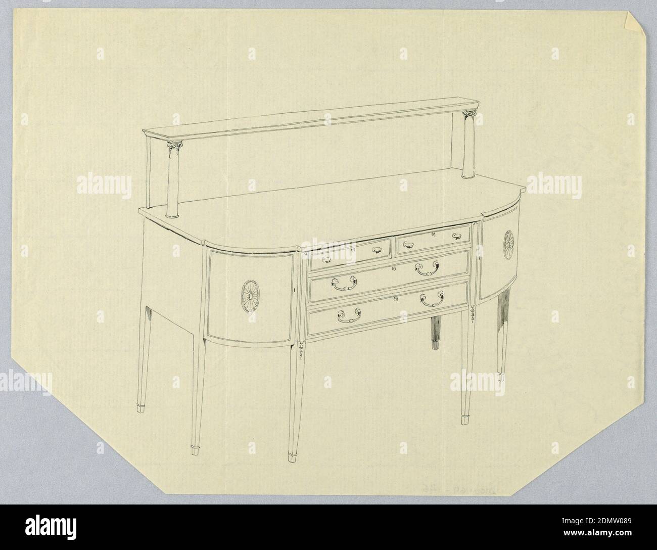 Design for Sideboard with Upper Shelf, A.N. Davenport Co., Pen and ...