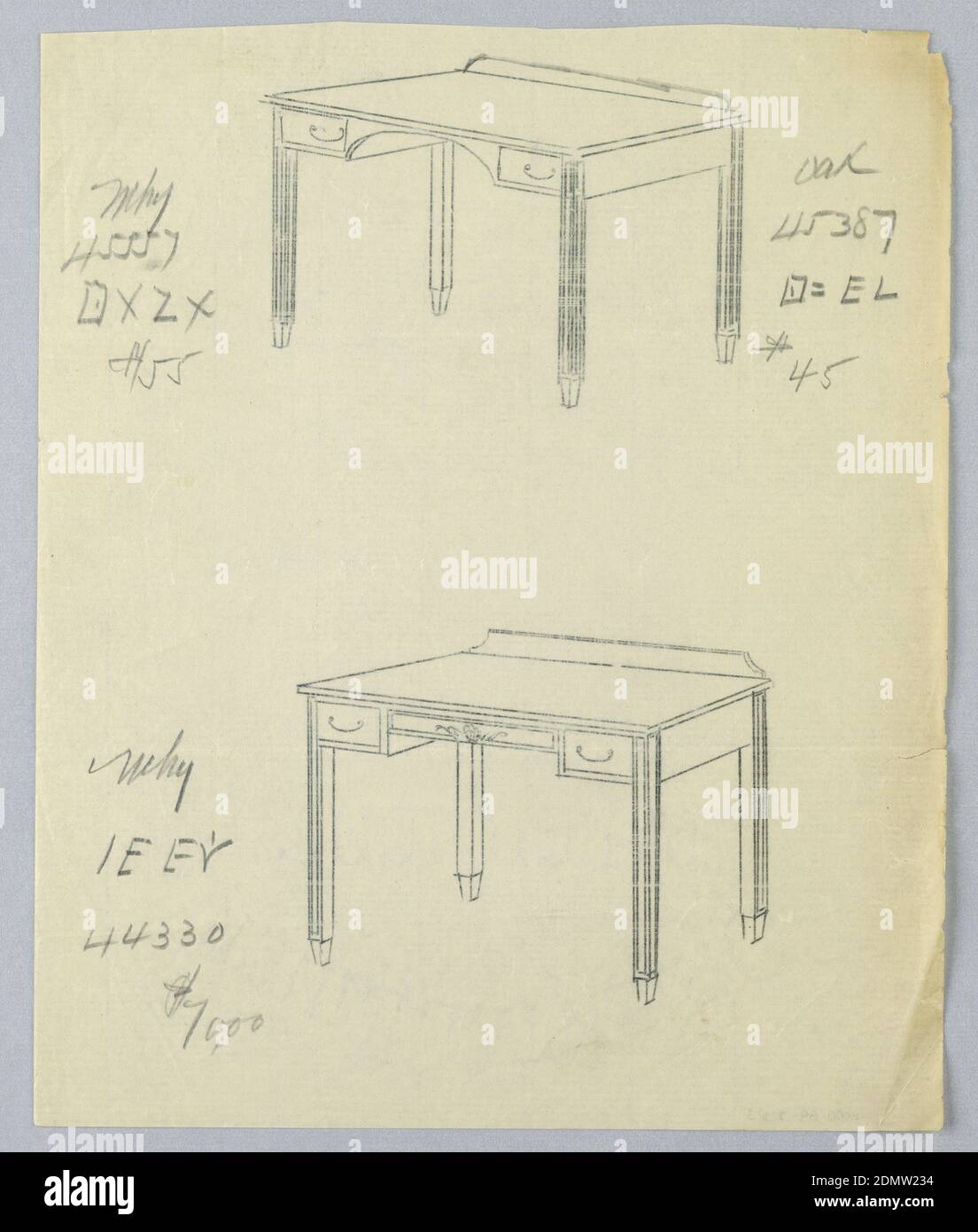Tracings of Alternate Designs for Writing Table #45, A.N. Davenport Co ...