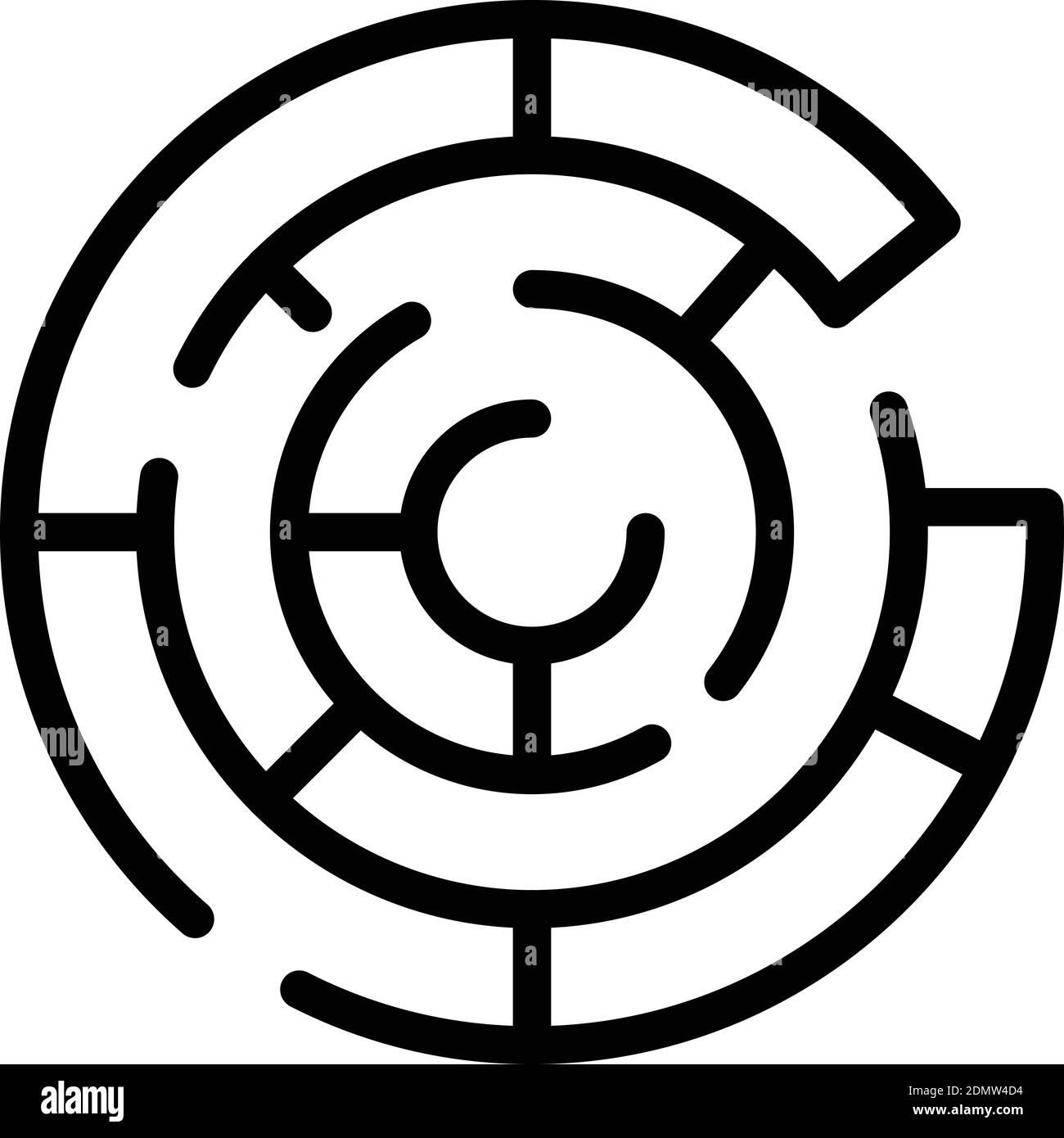 Round maze icon. Outline round maze vector icon for web design isolated ...