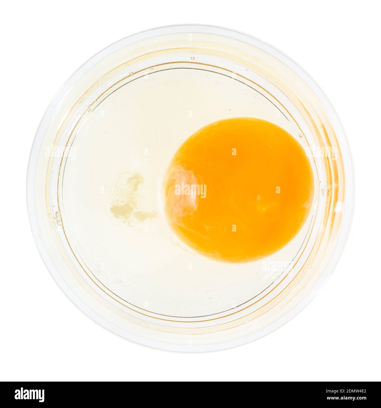 top view of raw egg in glass bowl isolated on white background Stock ...