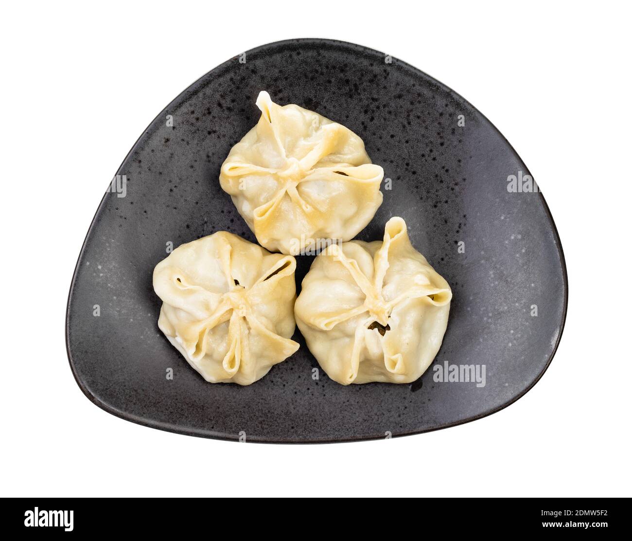 top view of steamed Buuz (Mongolian dumpling filled with minced meat ...