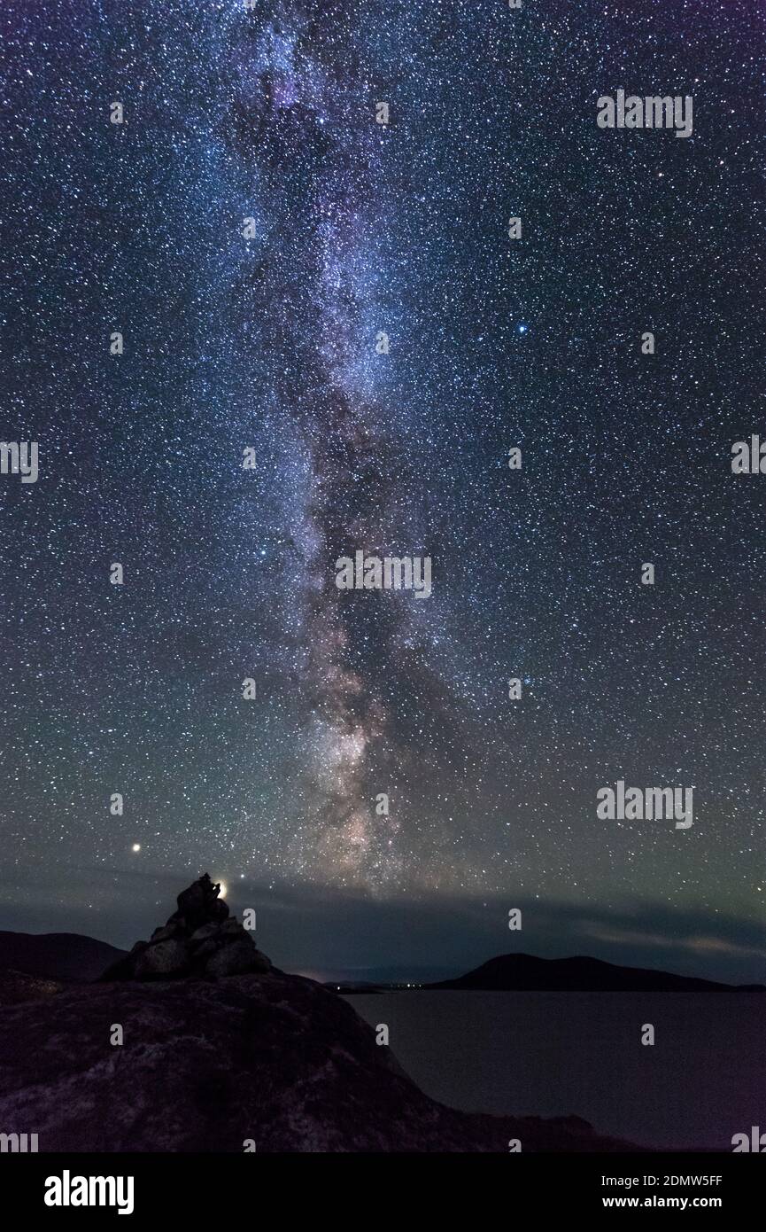 Jupiter and the Milky way galactic centre over the Isle of Harris ...