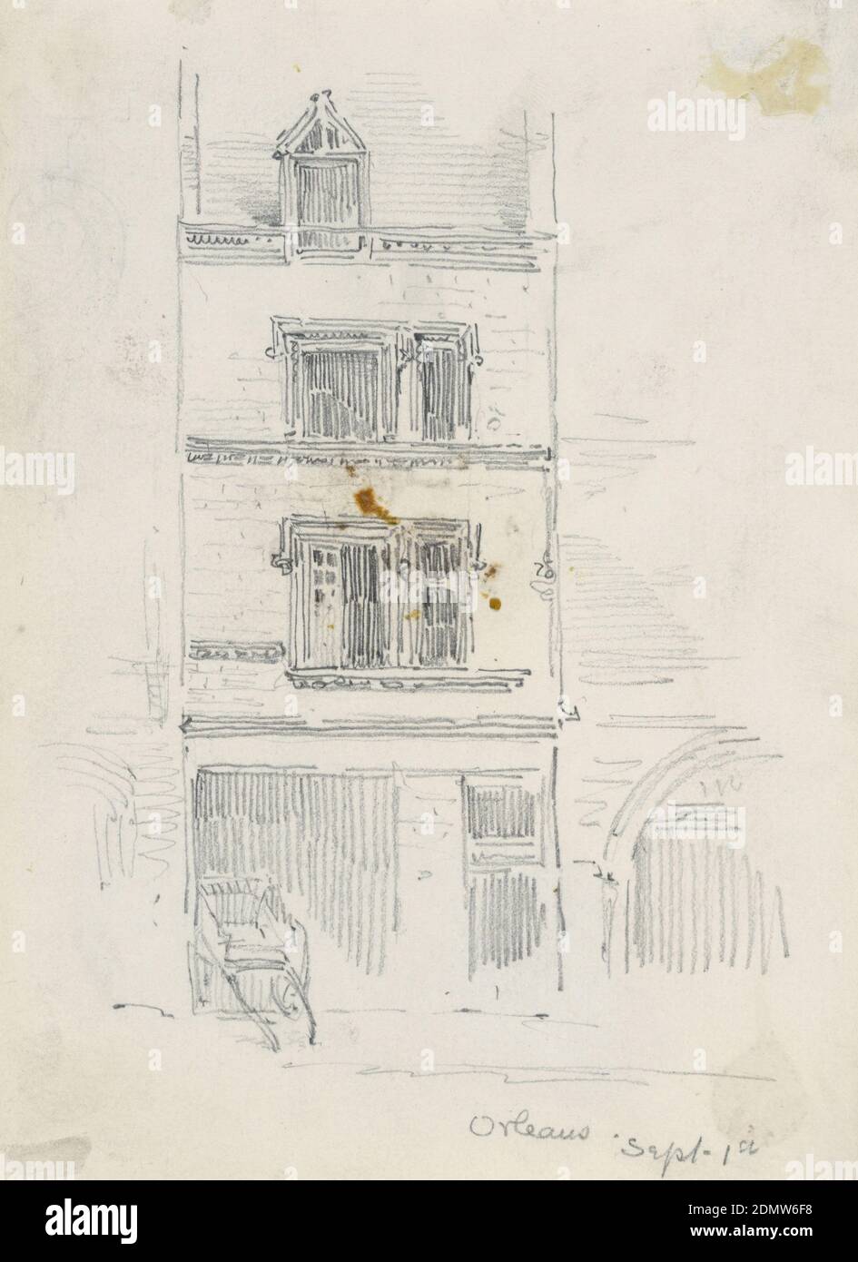 House in Orléans, Arnold William Brunner, American, 1857–1925, Graphite ...