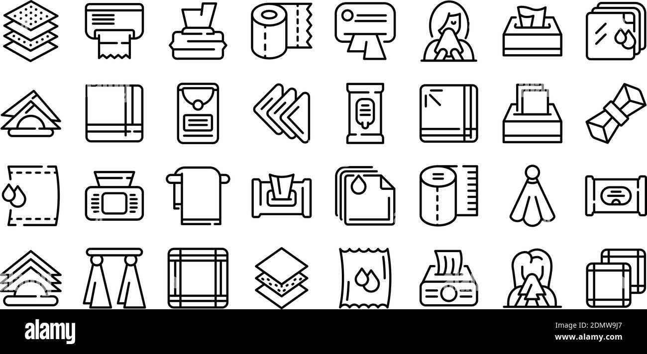 Handkerchief icons set. Outline set of handkerchief vector icons for ...