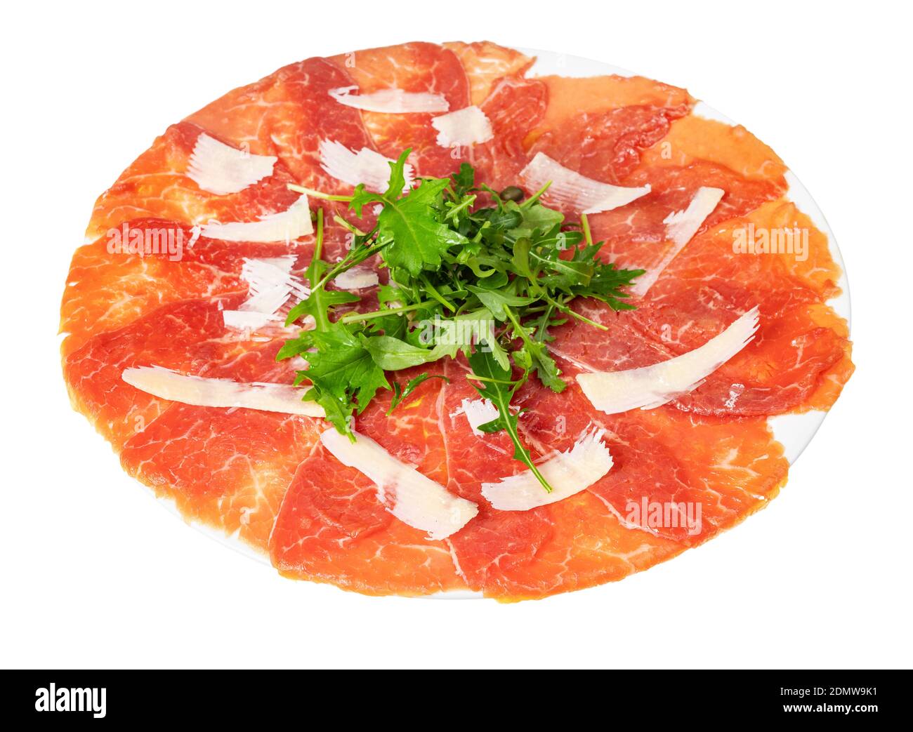 portion of Carpaccio (thinly sliced raw beef fillet) decorated by ...