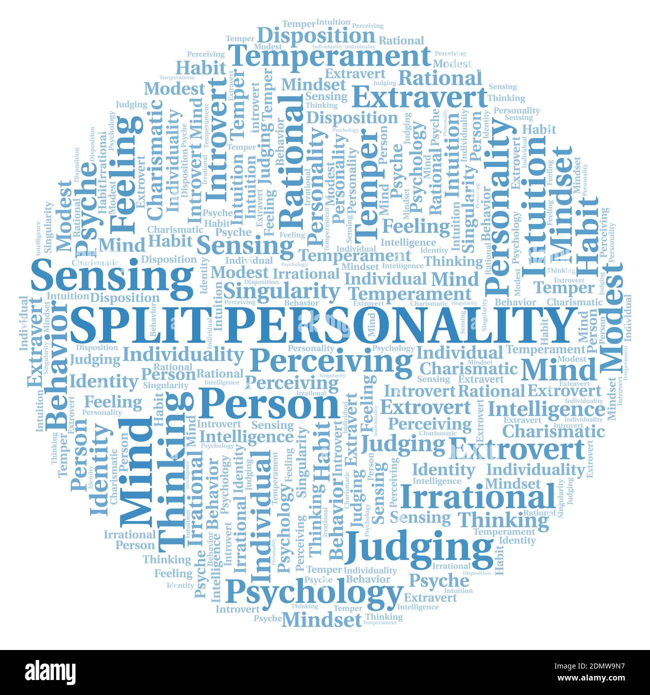 Split Personality typography word cloud create with text only Stock ...
