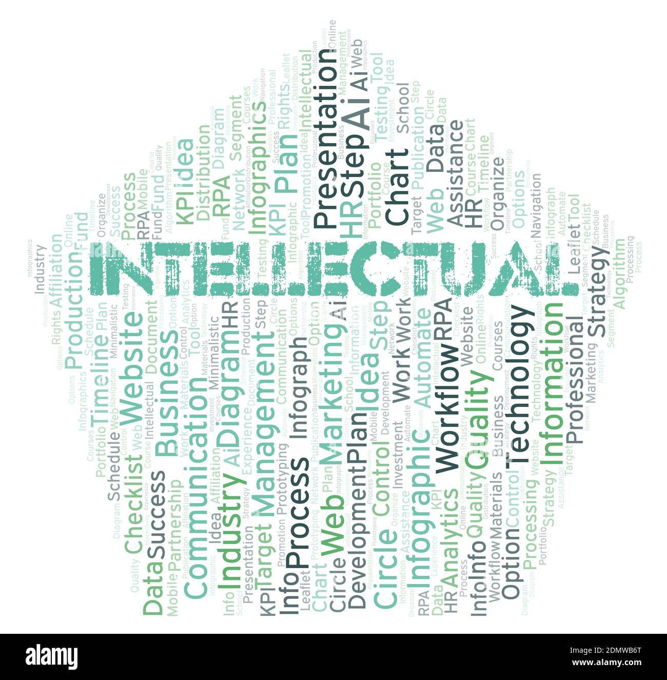 Intellectual typography word cloud create with text only Stock Photo ...