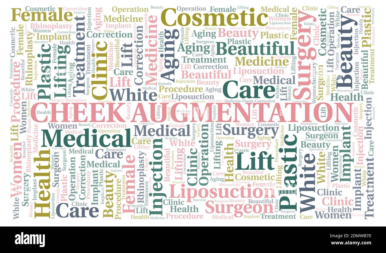Cheek Augmentation typography word cloud create with text only. Type of ...