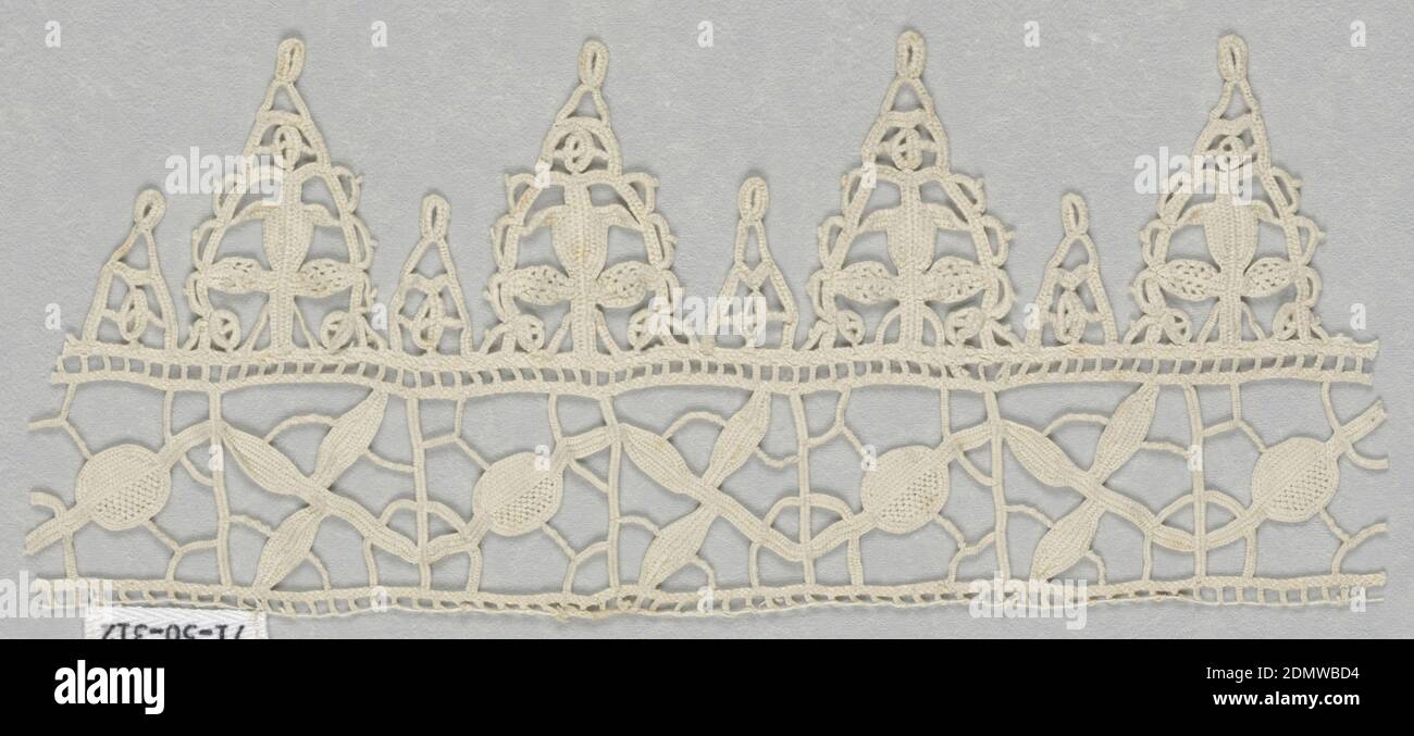 Border, Medium: linen Technique: grid of laid cords with needle lace ...