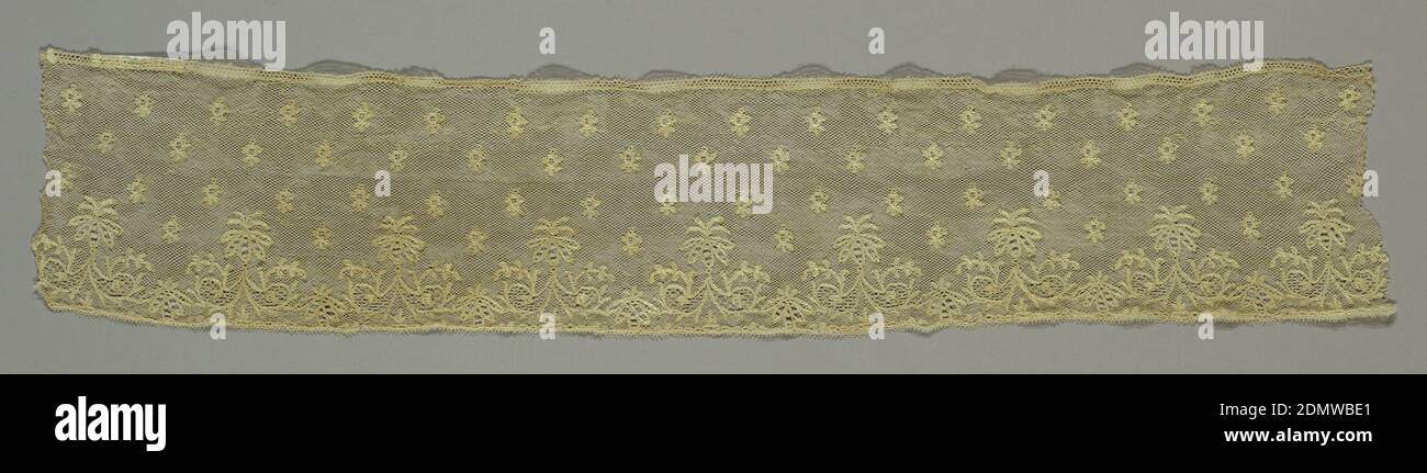 Border, Medium: linen Technique: bobbin lace, Mechlin style, Straight ...