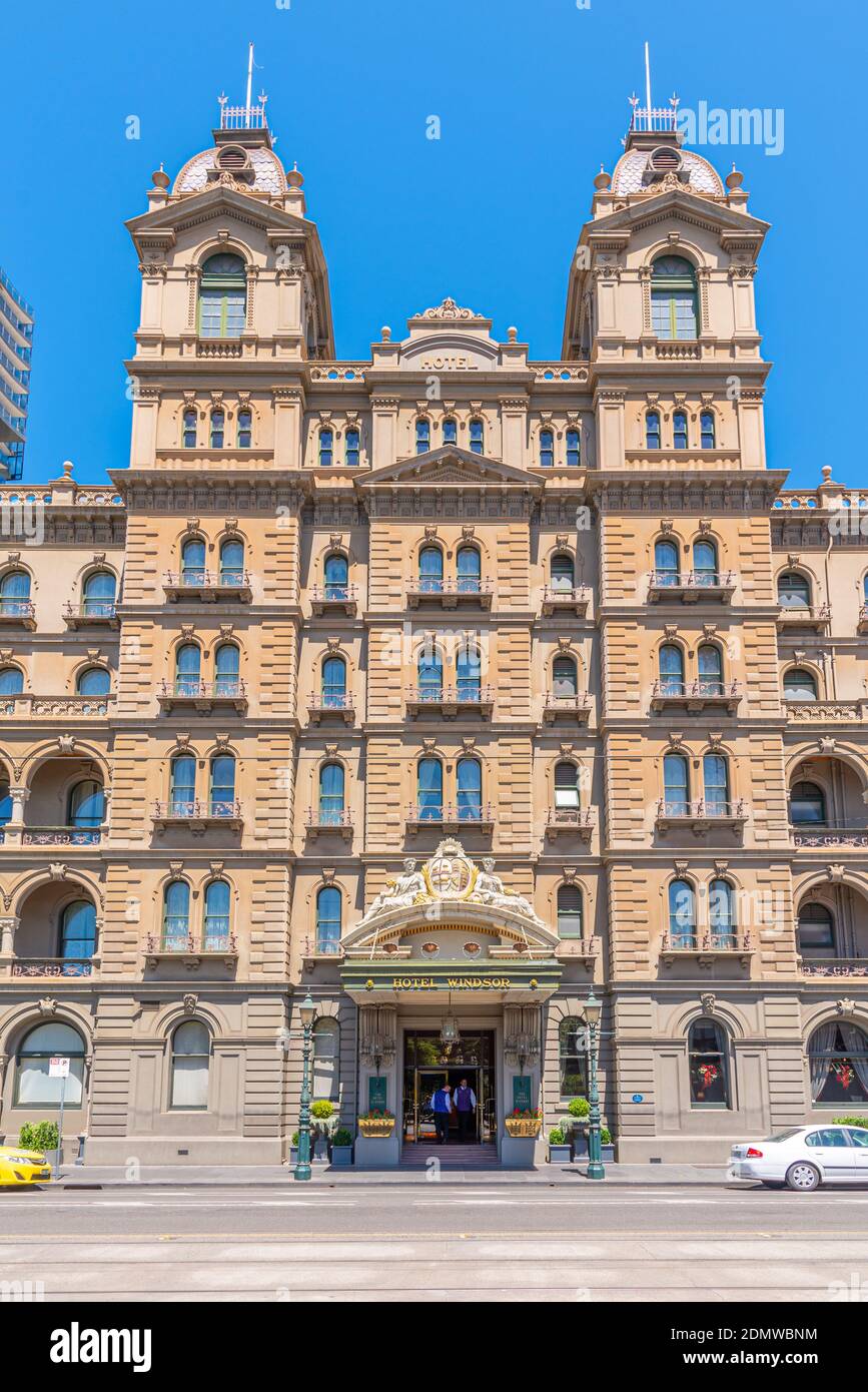 MELBOURNE, AUSTRALIA, JANUARY 1, 2020: Windsor hotel in center of ...