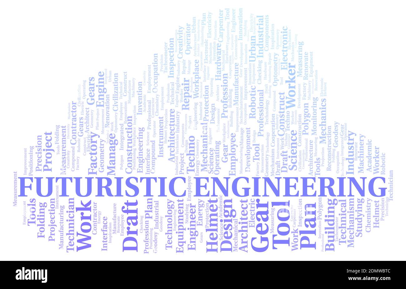 Futuristic Engineering typography word cloud create with text only ...